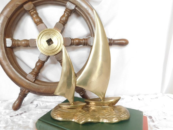 Vintage Boat Brass Sailboats in Water Brass Collectible - Etsy