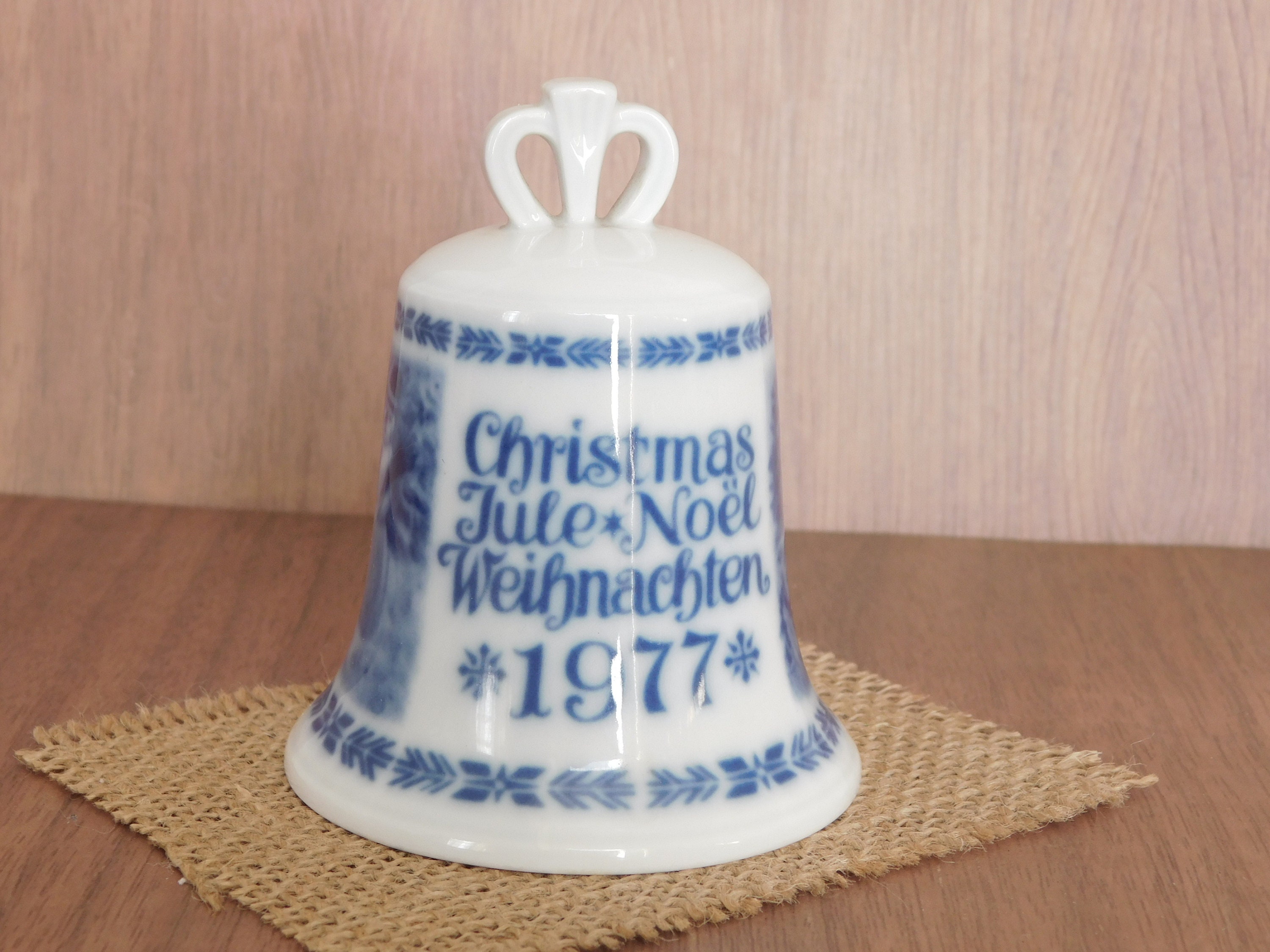 Vintage Bell Christmas Winter German Bell 1977 Blue and - Etsy