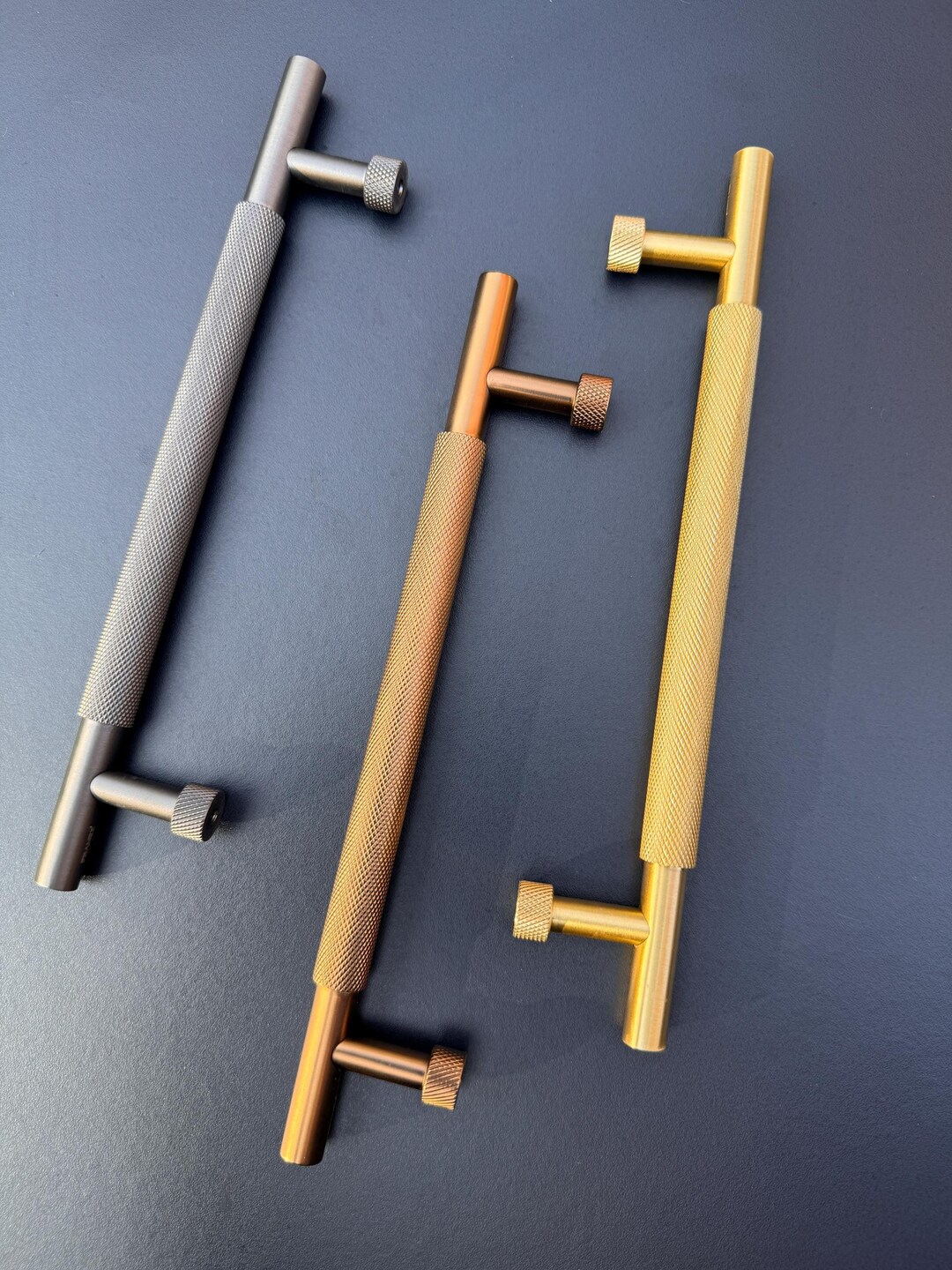 Long 900mm Knurled Solid Brass T Bar Handle for Kitchen Cupboards in ...