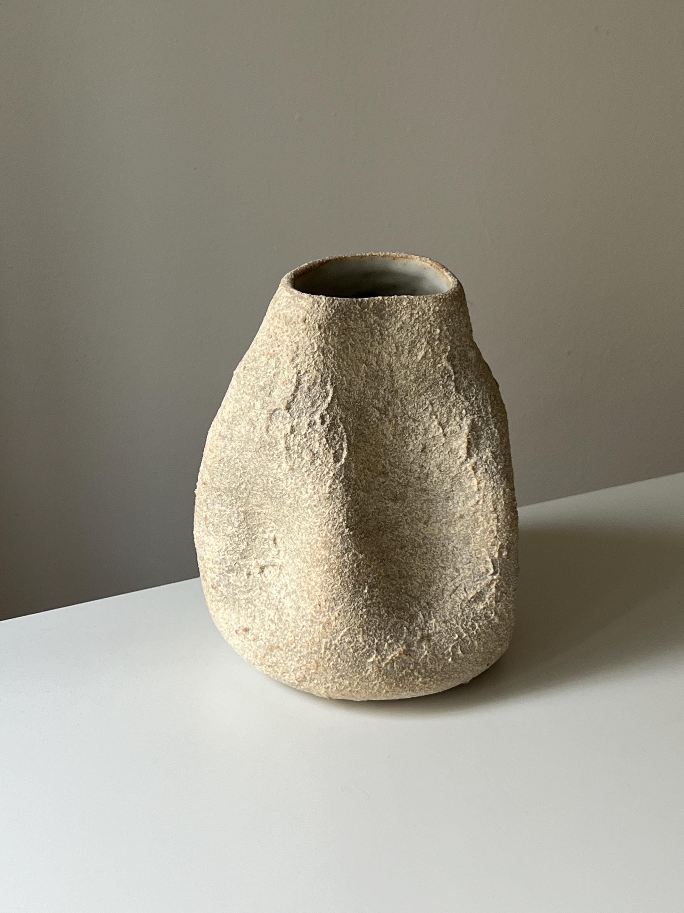 White Textured Ceramic Vase Unique Ceramic Art - Etsy