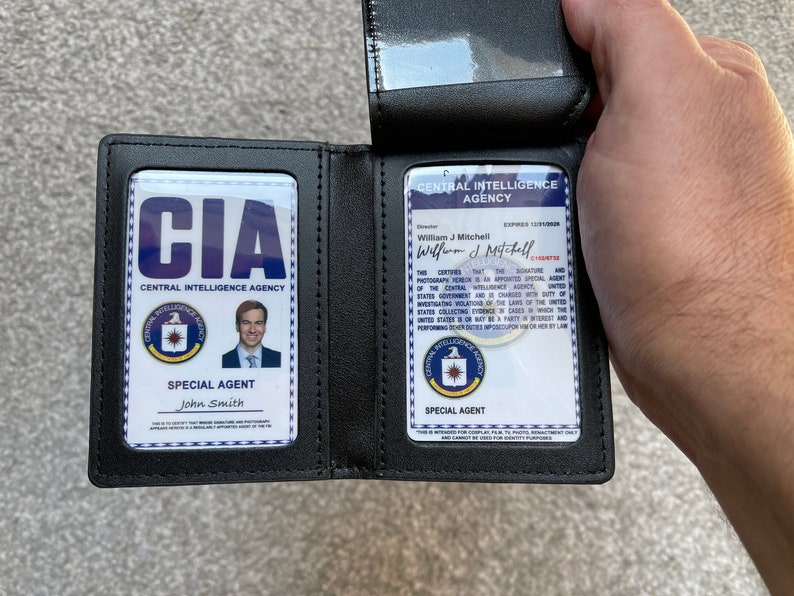 CIA ID Card PVC Plastic With Genuine Leather Wallet & Badge - Etsy UK