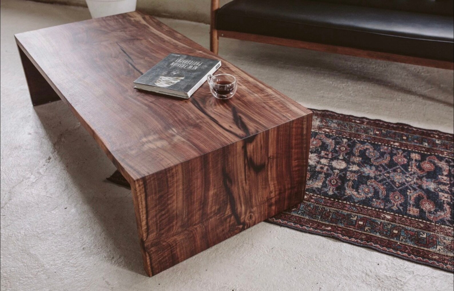 Claro Walnut Waterfall Coffee Table - Midcentury Modern Furniture - Etsy