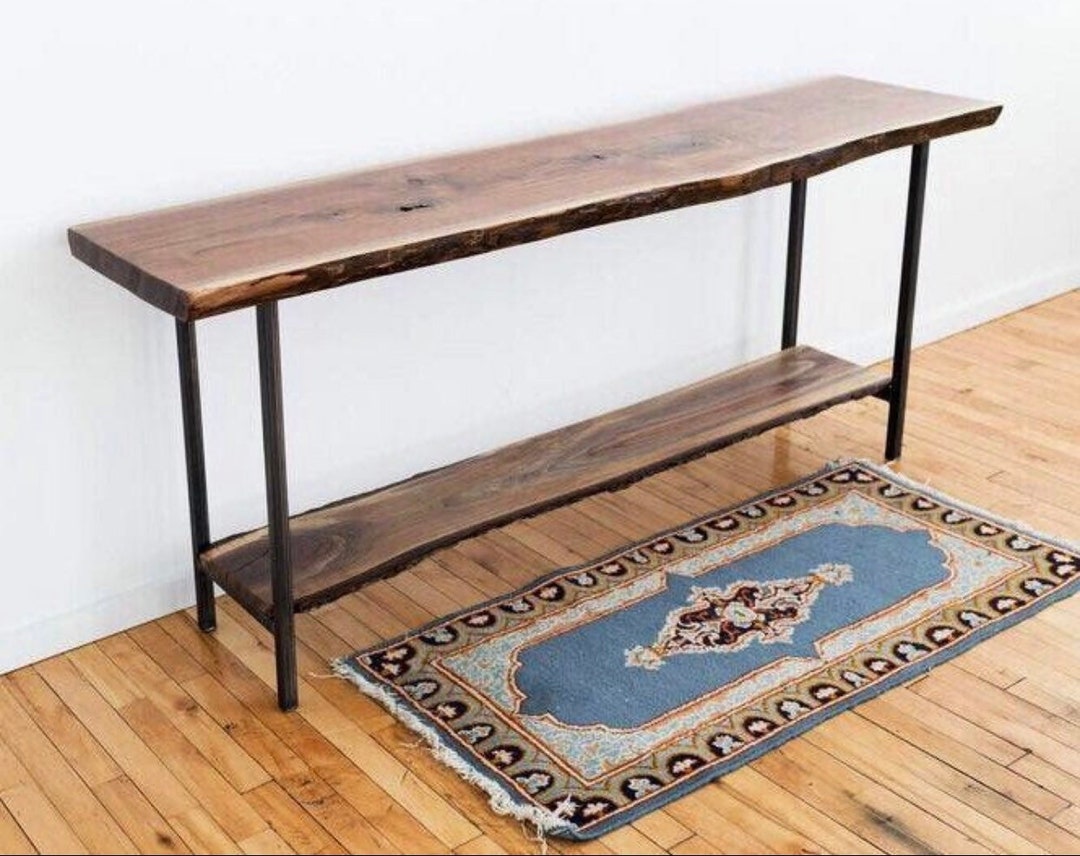 Live Edge Entryway Console Table | Black Walnut Hallway Table | Rustic ...