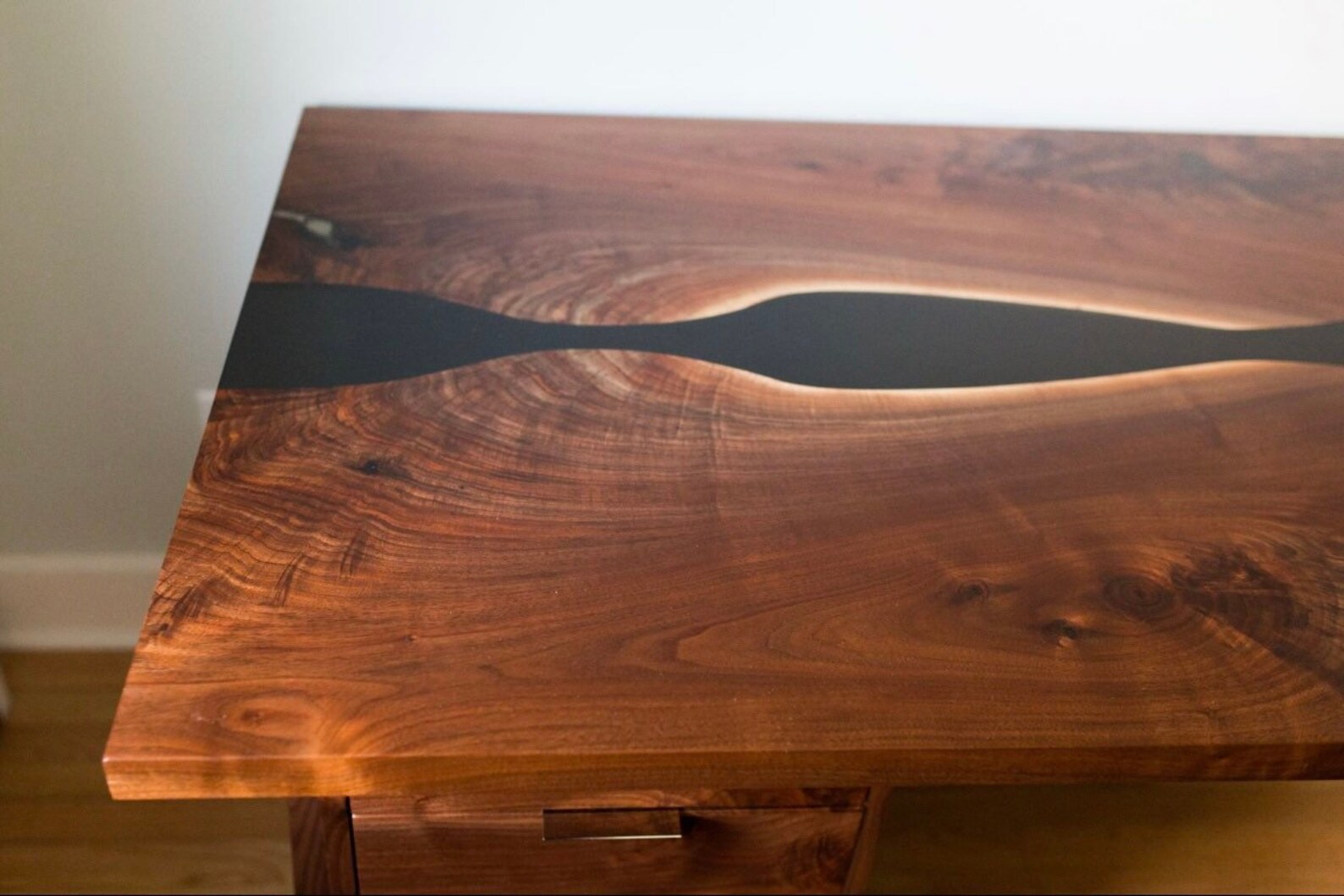 Walnut Desk With Black Epoxy River - Etsy