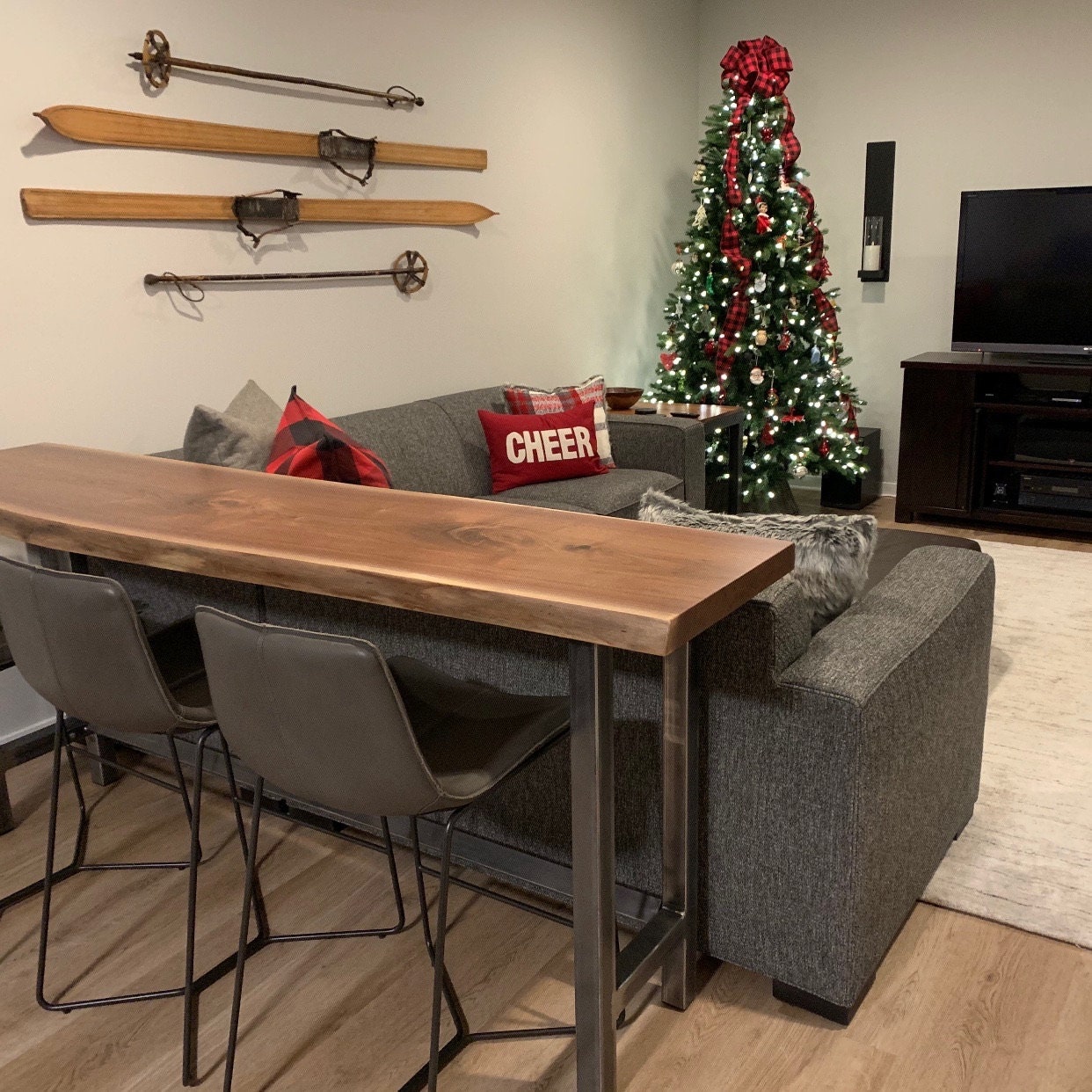 Live Edge Bar Table - Black Walnut Home Sofa Table - Etsy