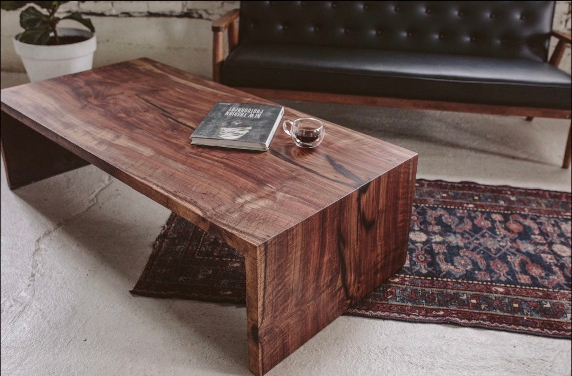 Claro Walnut Waterfall Coffee Table Midcentury Modern Furniture - Etsy