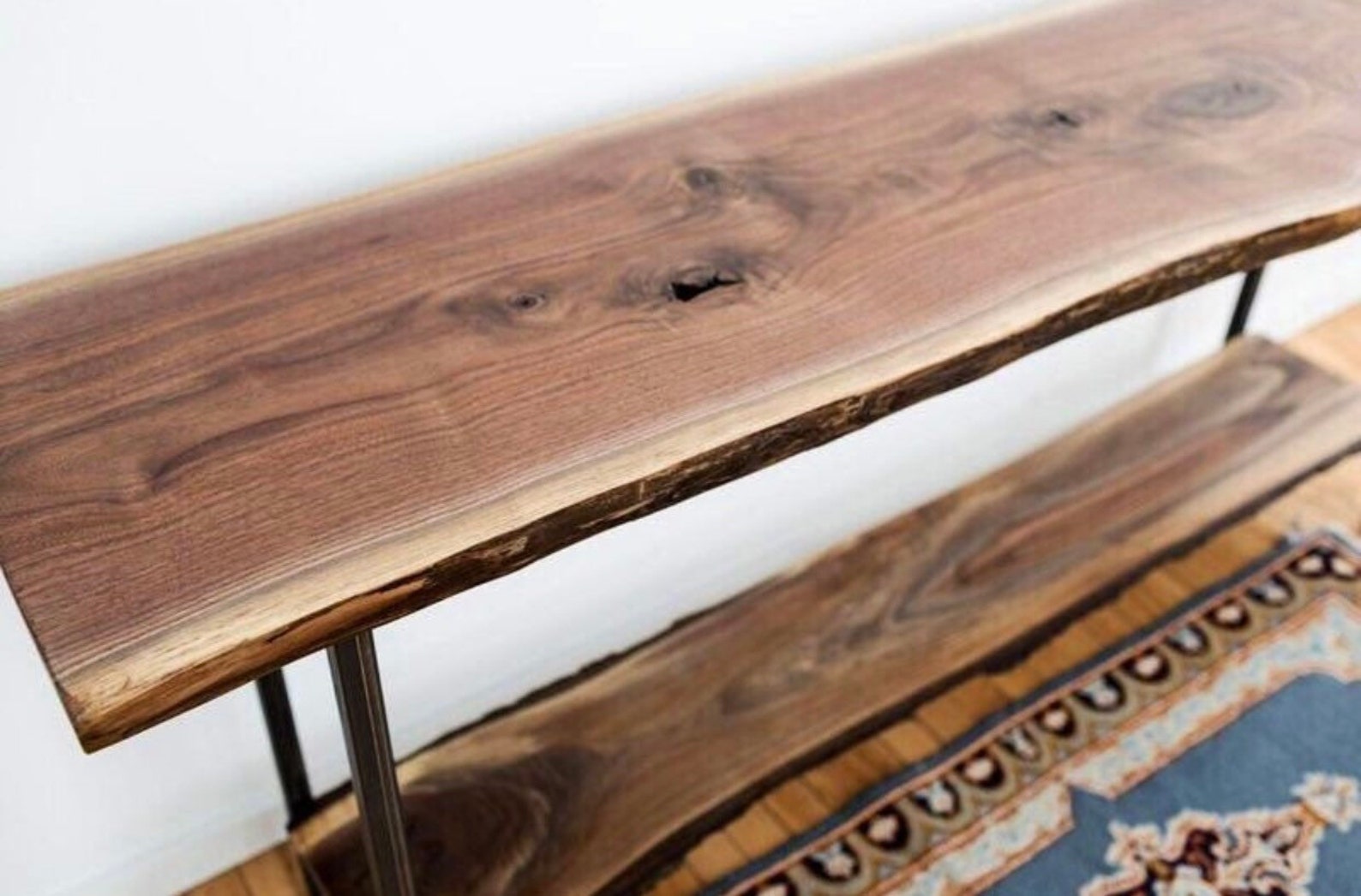 Live Edge Entryway Console Table | Black Walnut Hallway Table | Rustic ...