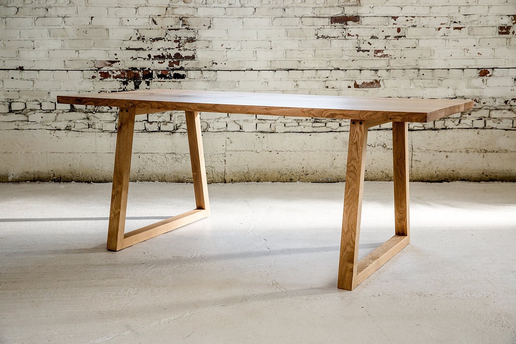 White Oak Farmhouse Dining Table Rustic Solid Wood Kitchen - Etsy