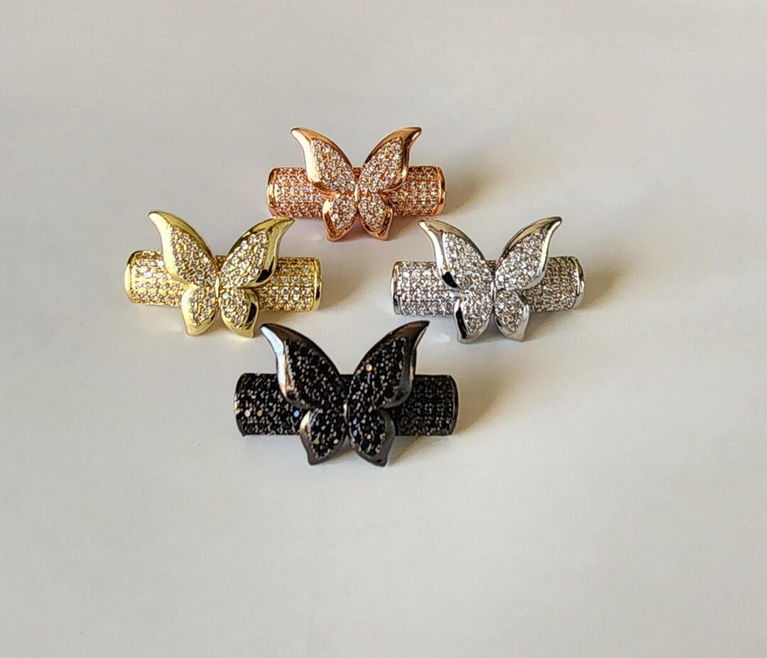 Pave Butterfly Tube Bar / Pave Tube Bar - Etsy