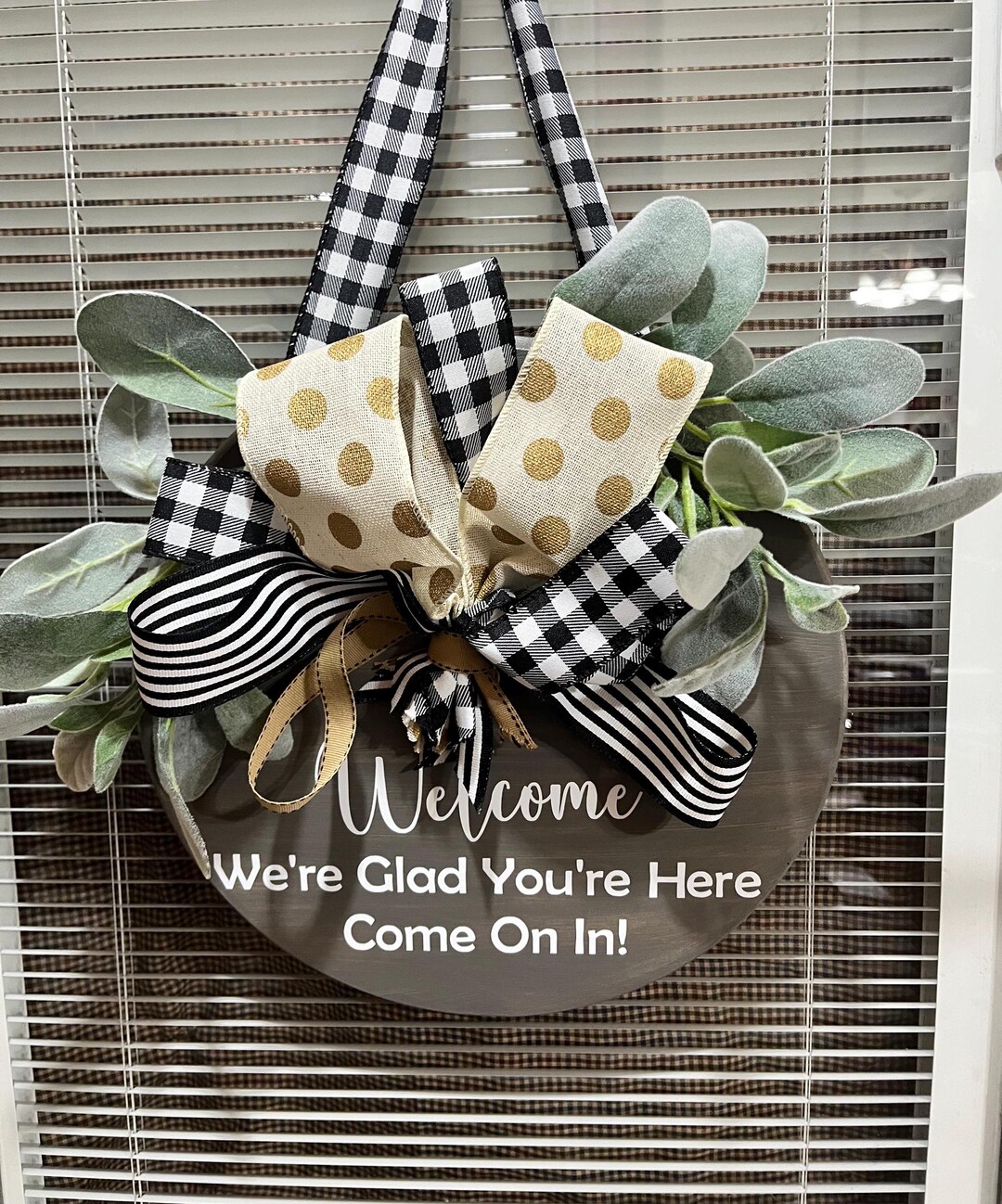 Welcome Round Wood Sign - Etsy