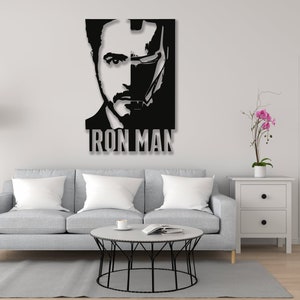 Iron Man Rdj Cut Svg Dxf File Wall Sticker Pdf Silhouette Template Cnc ...