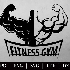 Fitness Gym Cut Svg Dxf File Wall Sticker Pdf Silhouette Template Cnc ...
