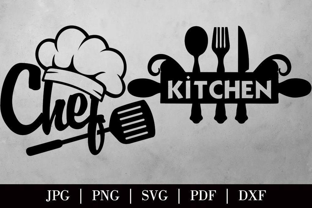 Kitchen Chef Cut Svg Dxf File Wall Sticker Pdf Silhouette Template Cnc ...
