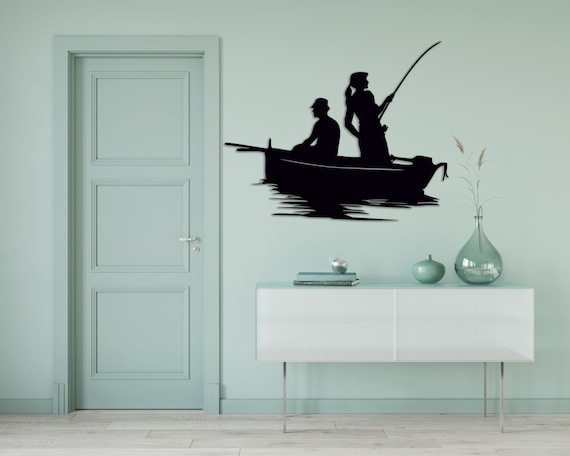 Fishing Couple Cut Svg Dxf File Wall Sticker Pdf Silhouette | Etsy
