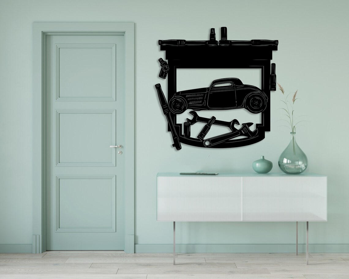 Car Garage Cut Svg Dxf File Wall Sticker Pdf Silhouette - Etsy