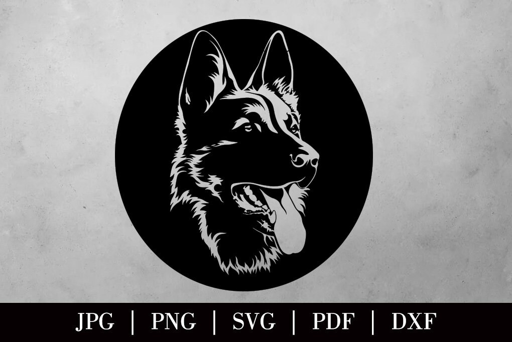 German Shepherd Cut Svg Dxf File Wall Sticker Pdf Silhouette Template ...