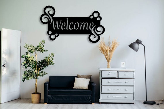 Welcome Cut Svg Dxf File Wall Sticker Pdf Silhouette Template - Etsy
