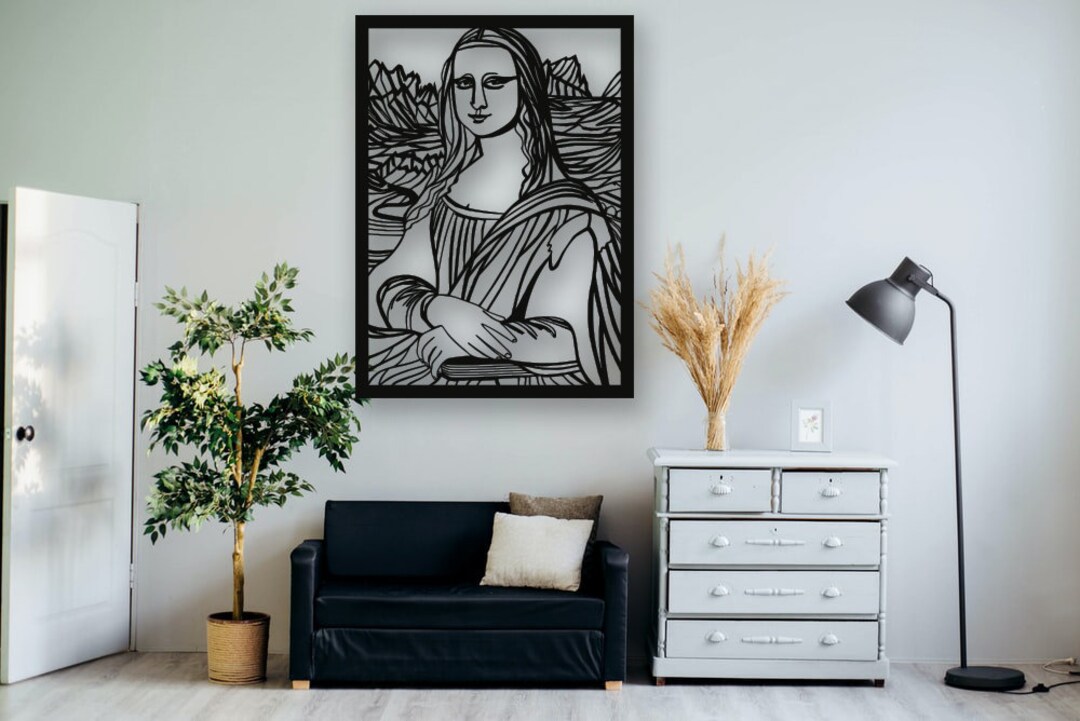 Mona Lisa Cut Svg Dxf File Wall Sticker Pdf Silhouette Template Cnc ...
