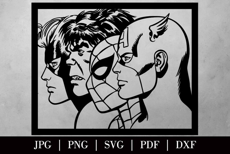 Marvel Avengers Cut Svg Dxf File Wall Sticker Pdf Silhouette - Etsy