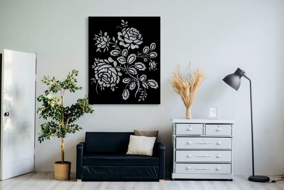 Flower Panel Cut Svg Dxf File Wall Sticker Pdf Silhouette | Etsy