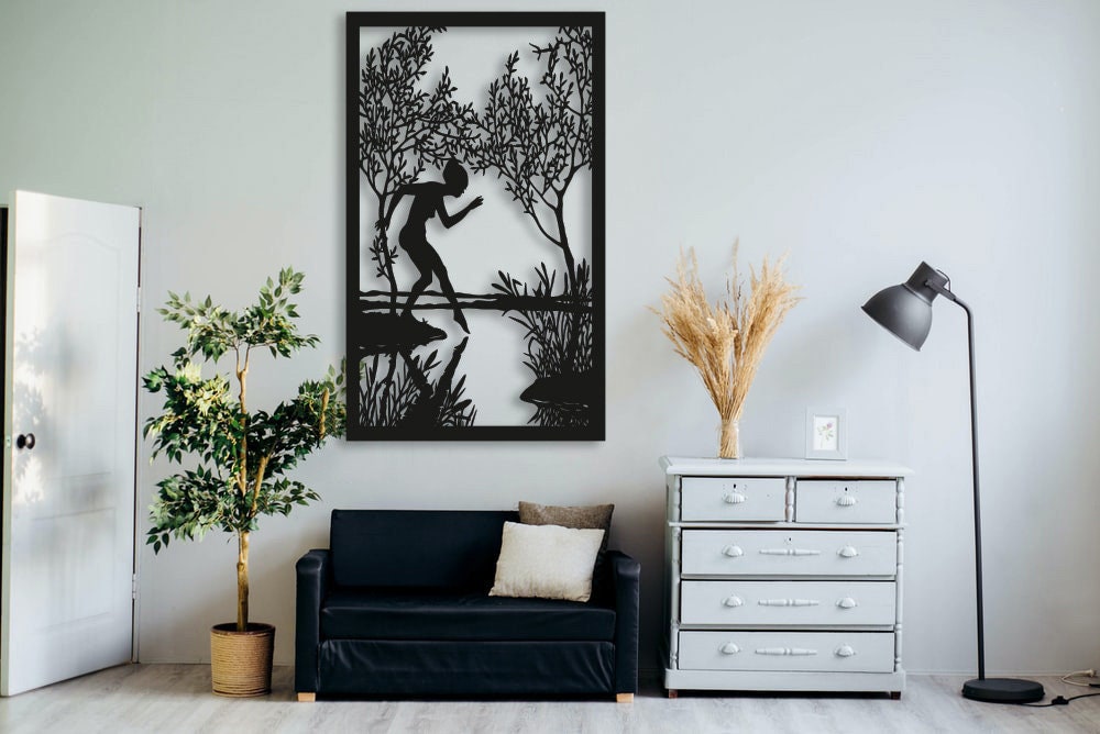 Woman in the River Cut Svg Dxf File Wall Sticker Pdf - Etsy