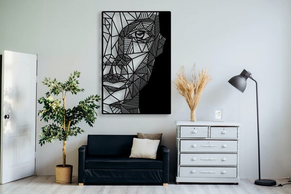 Geometric Face Cut Svg Dxf File Wall Sticker Pdf Silhouette | Etsy