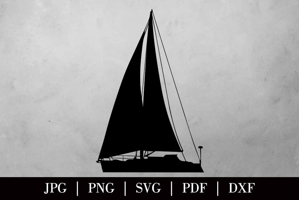 Sailboat Cut Svg Dxf File Wall Sticker Pdf Silhouette Template - Etsy