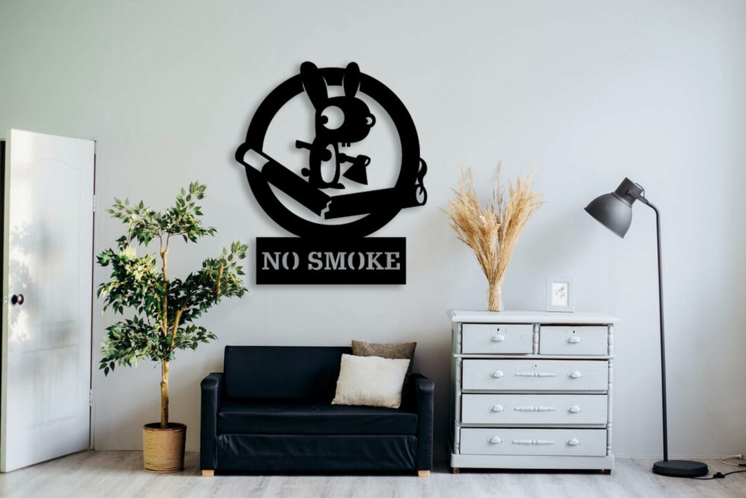 No Smoke Cut Svg Dxf File Wall Sticker Pdf Silhouette Template Cnc ...