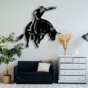 Bull Riding Cut Svg Dxf File Wall Sticker Pdf Silhouette Template Cnc ...