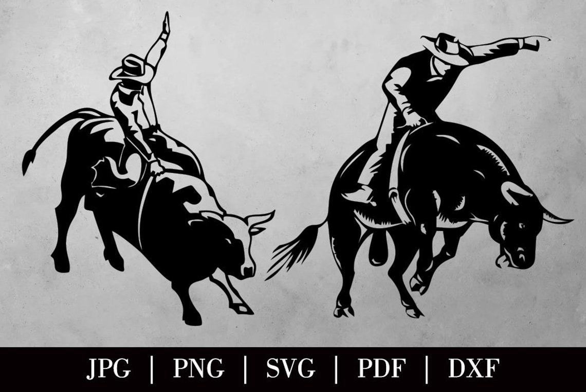 Bull Riding Cut Svg Dxf File Wall Sticker Pdf Silhouette - Etsy