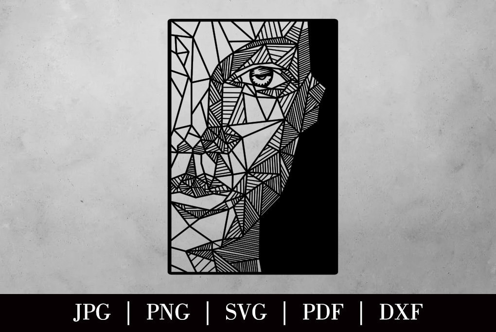 Geometric Face Cut Svg Dxf File Wall Sticker Pdf Silhouette | Etsy