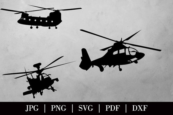 Helicopters 3 Cut Svg Dxf File Wall Sticker Pdf Silhouette | Etsy