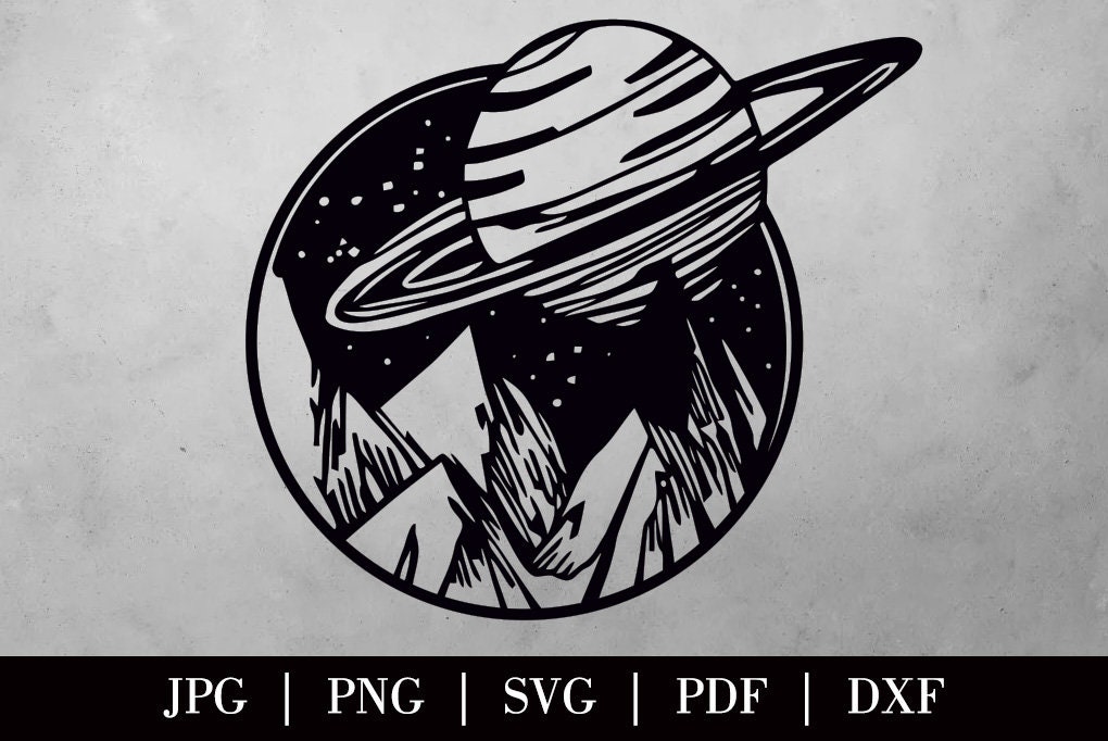 Space Satürn Laser Cut Svg Dxf File Wall Sticker Pdf Silhouette ...