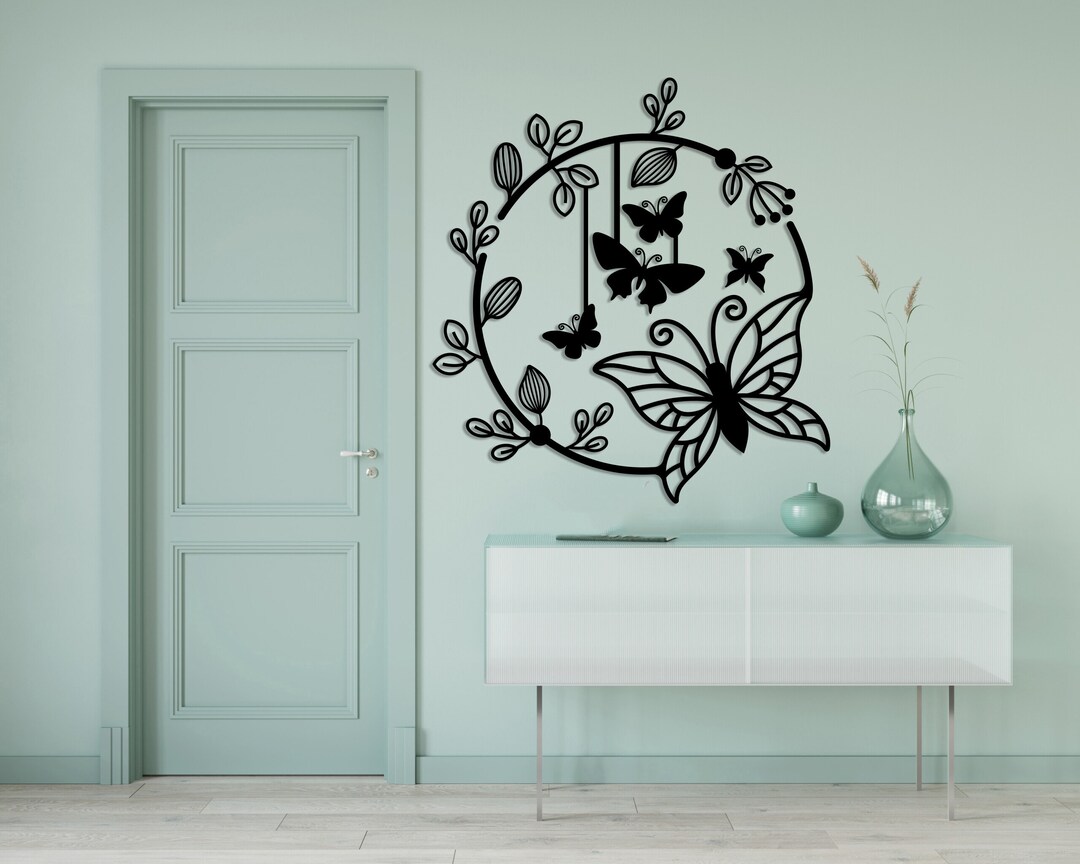 Butterflies Design Cut Svg Dxf File Wall Sticker Pdf Silhouette ...
