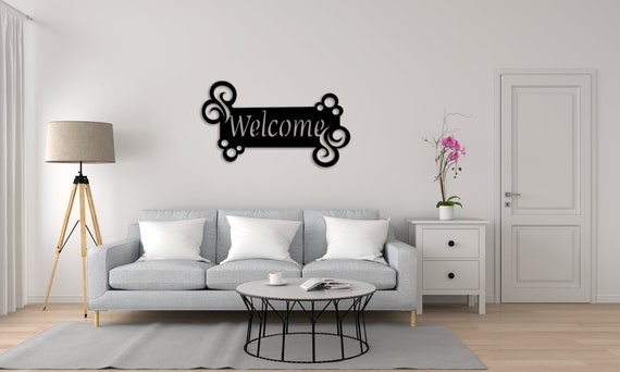Welcome Cut Svg Dxf File Wall Sticker Pdf Silhouette Template | Etsy