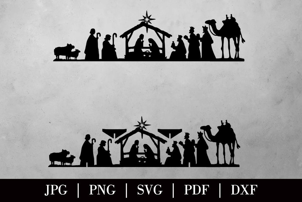 Nativity Laser Cut Svg Dxf File Wall Sticker Pdf Silhouette Template ...
