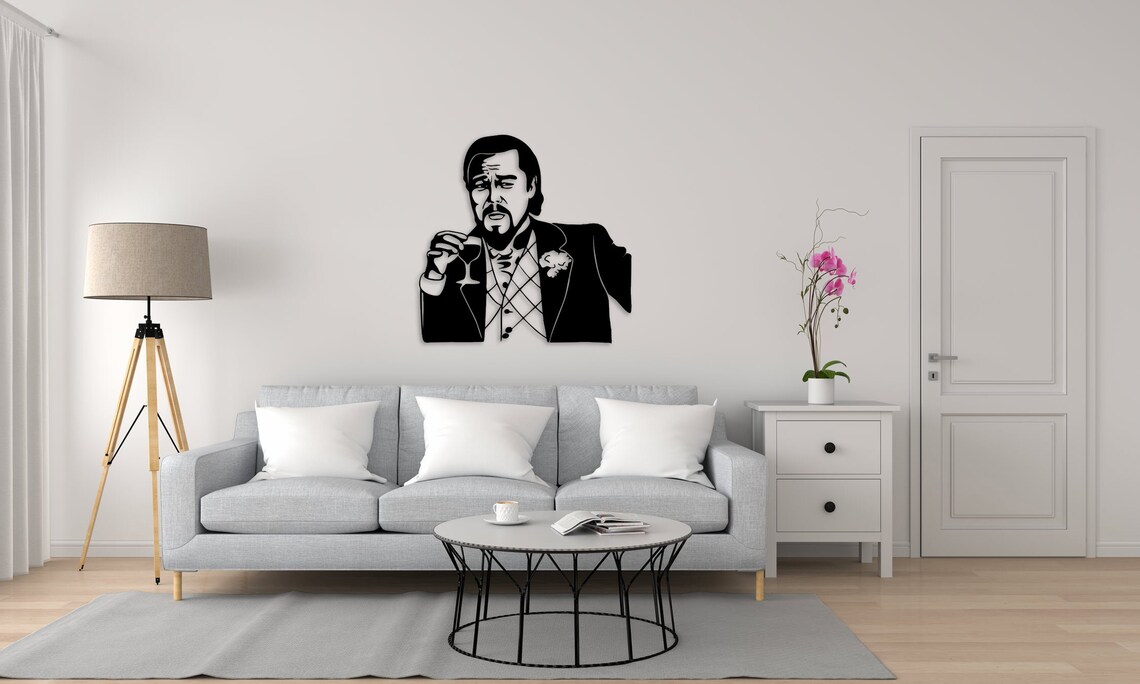 Leonardo Dicaprio Laughing Cut Svg Dxf File Wall Sticker Pdf Silhouette ...