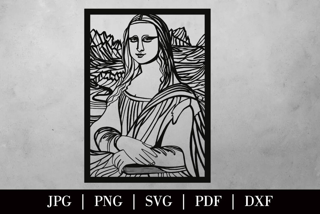 Mona Lisa Cut Svg Dxf File Wall Sticker Pdf Silhouette Template Cnc ...