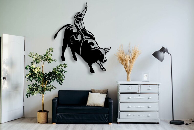 Bull Riding Cut Svg Dxf File Wall Sticker Pdf Silhouette - Etsy