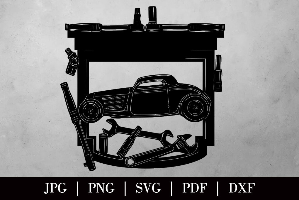 Car Garage Cut Svg Dxf File Wall Sticker Pdf Silhouette - Etsy