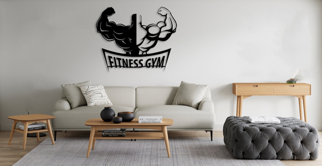 Fitness Gym Cut Svg Dxf File Wall Sticker Pdf Silhouette Template Cnc ...
