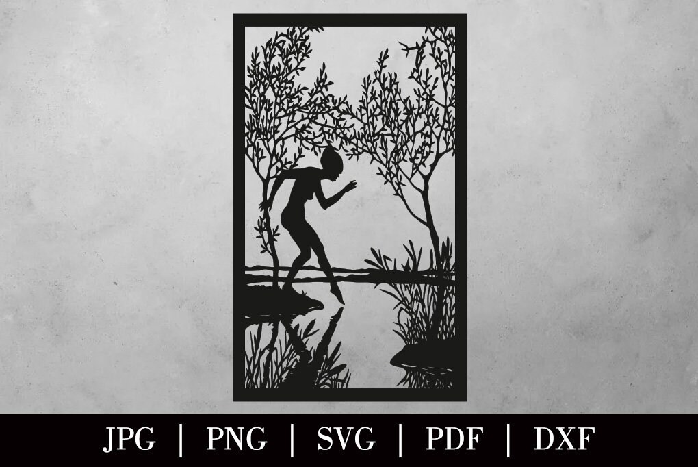 Woman in the River Cut Svg Dxf File Wall Sticker Pdf - Etsy