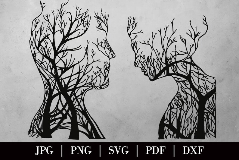 Tree Couple Valentine's Day Cut Svg Dxf File Wall Sticker - Etsy