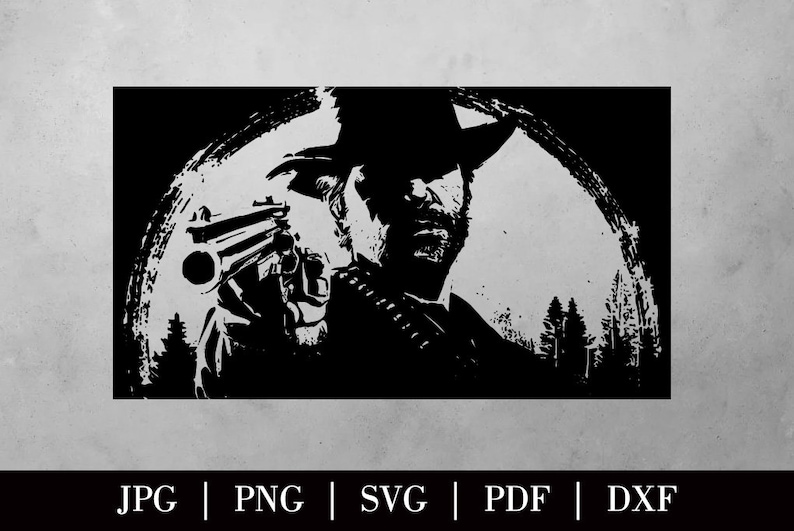 RDR2 Game Cut Svg Dxf File Wall Sticker Pdf Silhouette Template Cnc ...