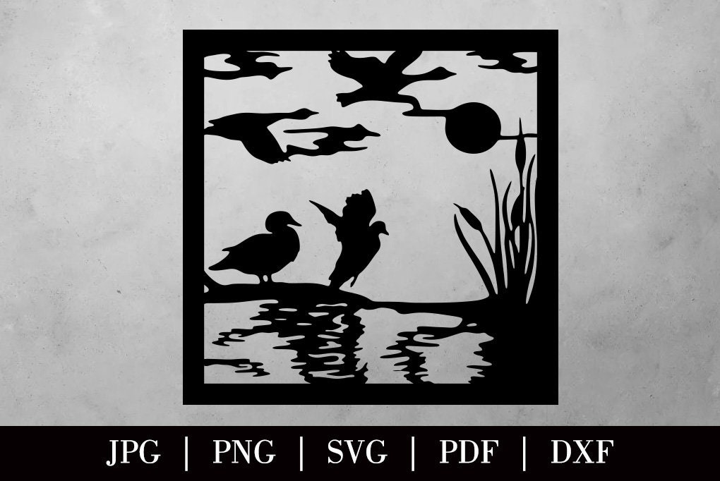 River Panel Cut Svg Dxf File Wall Sticker Pdf Silhouette Template Cnc ...