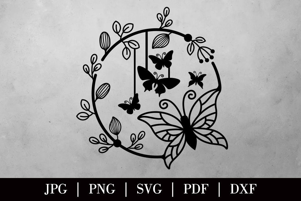Butterflies Design Cut Svg Dxf File Wall Sticker Pdf Silhouette ...