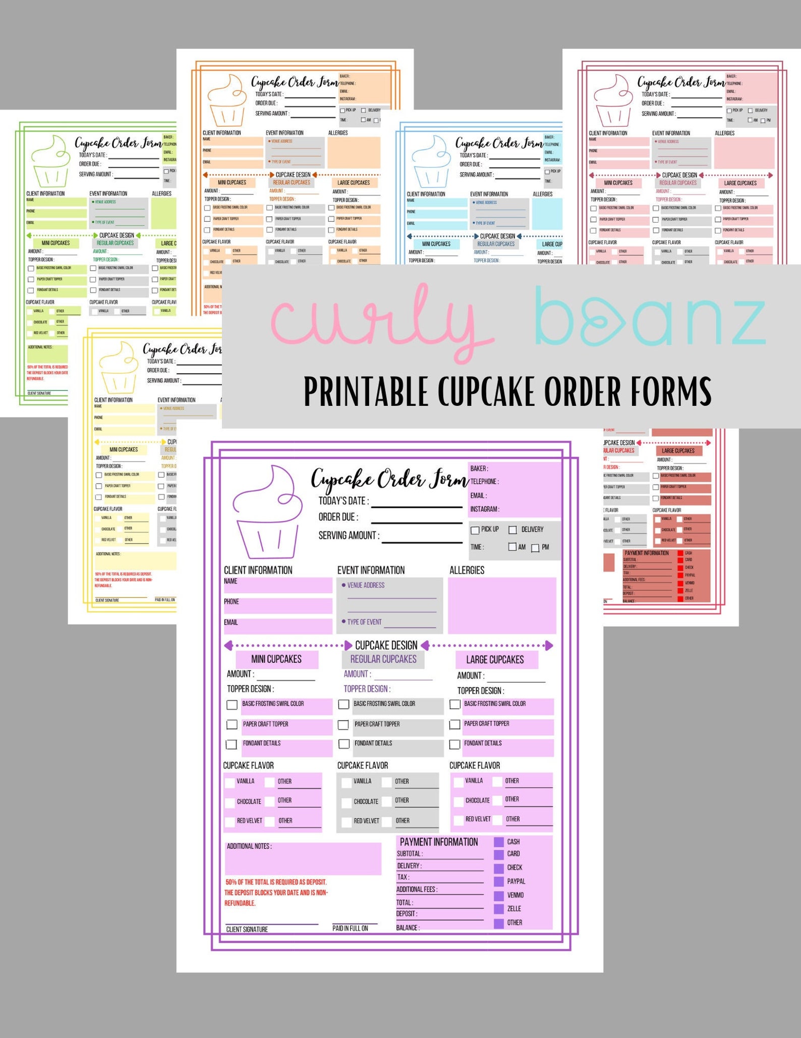 Printable Cupcake Order Forms - Etsy