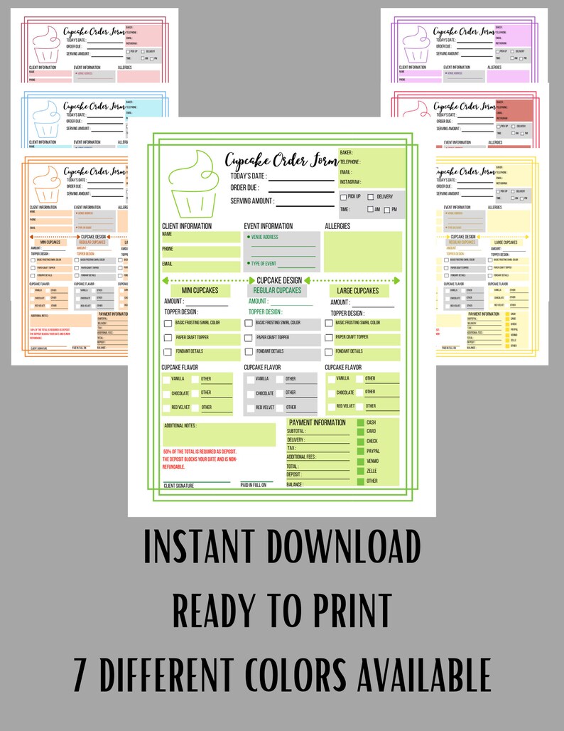 Printable Cupcake Order Forms - Etsy