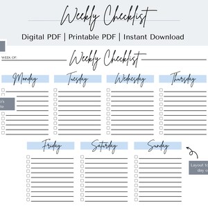 Blank to Do List, Checklist Template, Daily Schedule, Productivity ...
