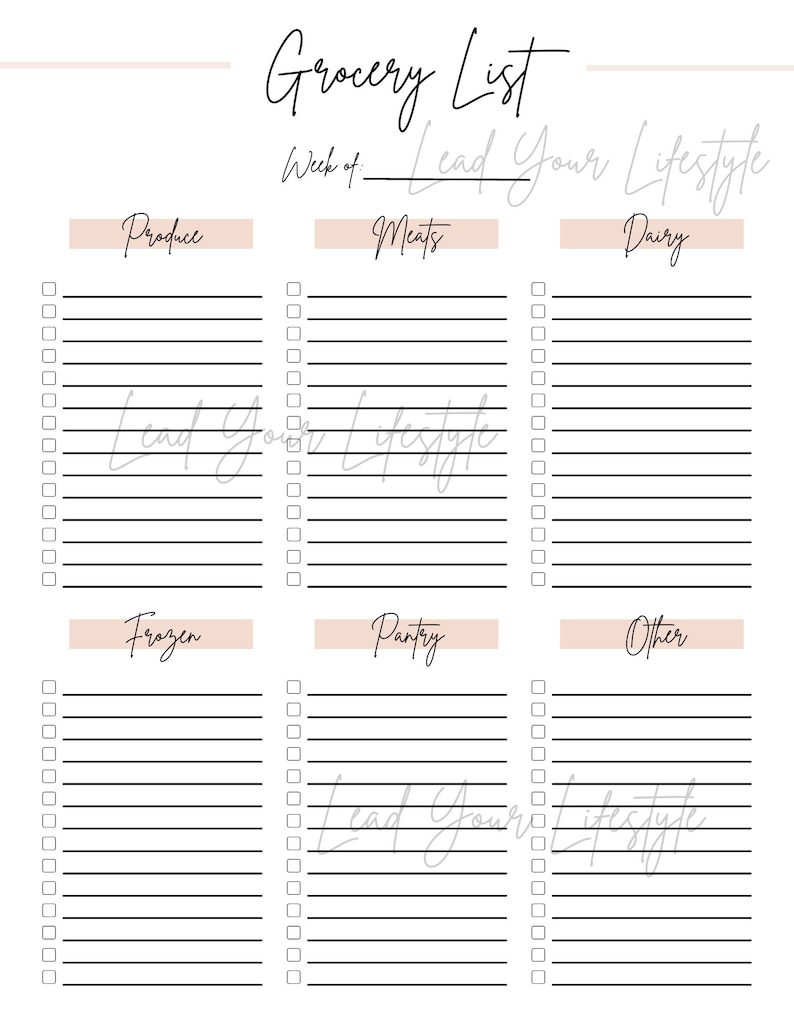Grocery List Printable, Easy Meal Planner, Printable Grocery List, Food ...